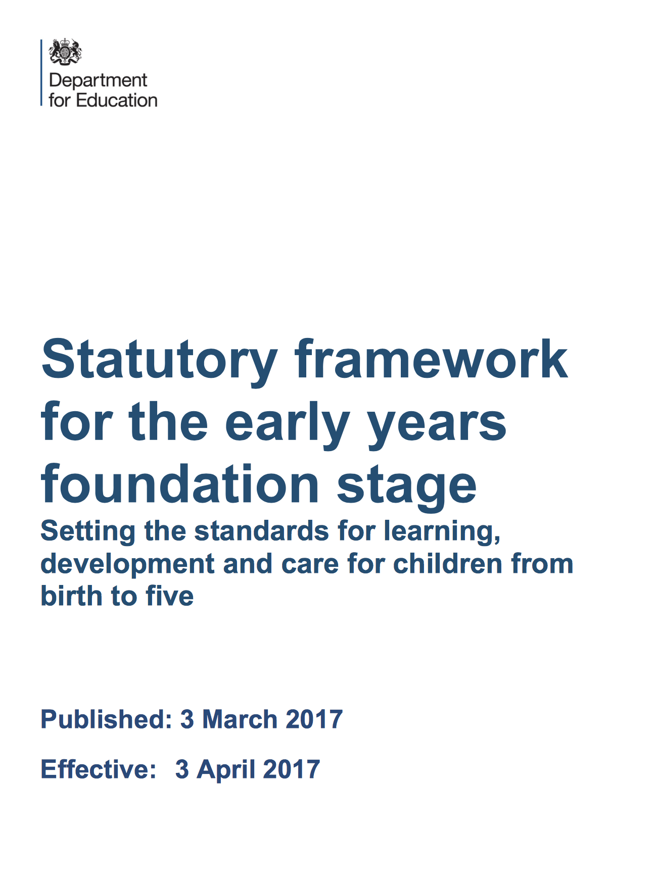 Statutory Framework for EYFS | Pen Green Children's Centre