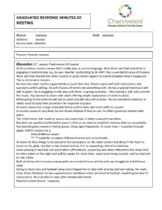 Example of Graduated Response review minutes | Pen Green Children's Centre